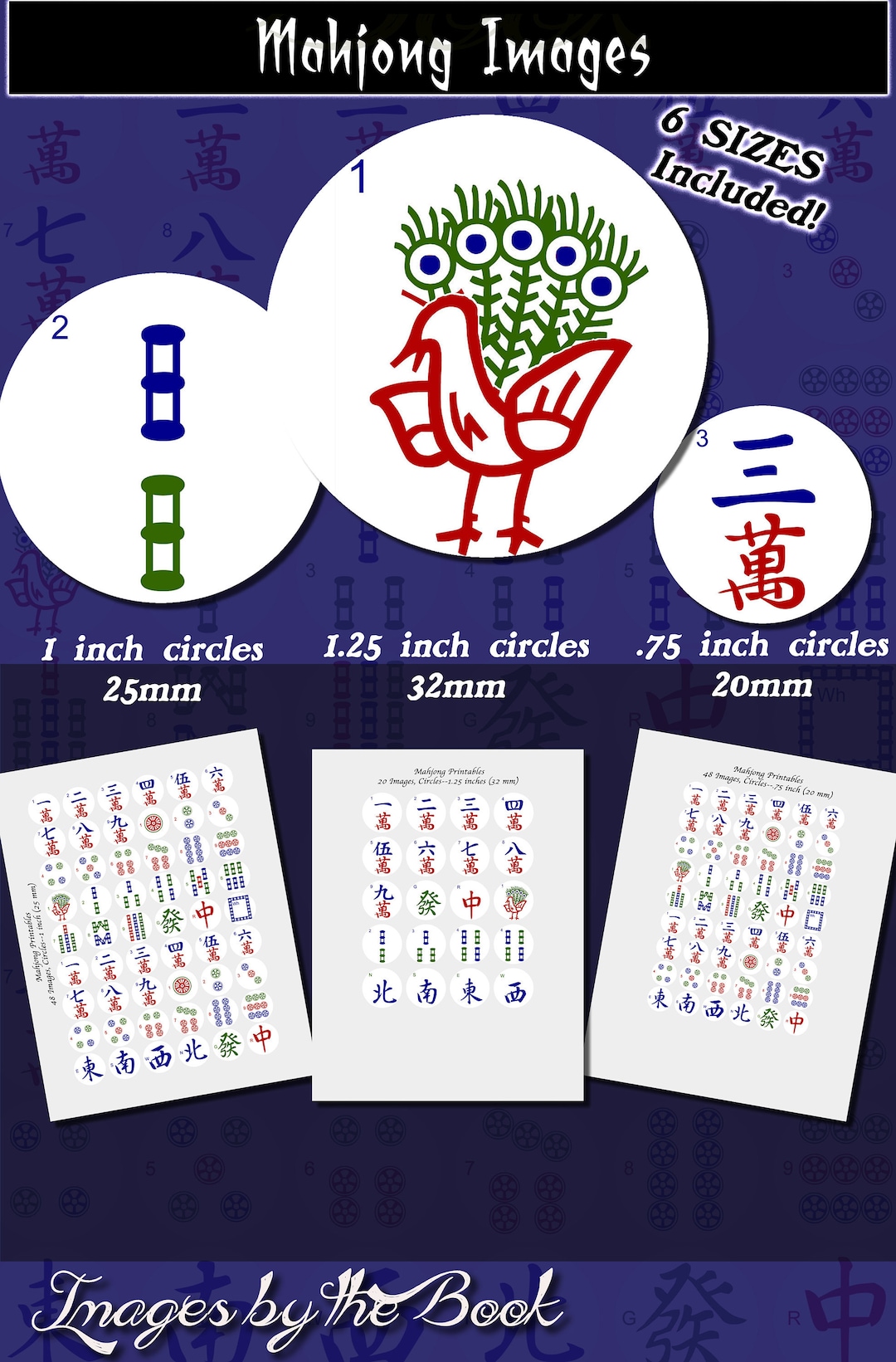 Mahjong Tiles, Round Images With 6 Sizes Included! Download and Print ...