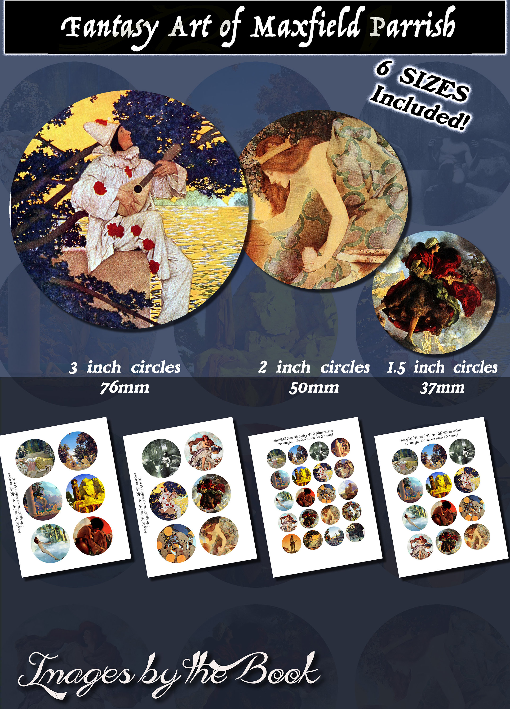 Maxfield Parrish Prints Fantasy Art Round Images With 6 - Etsy