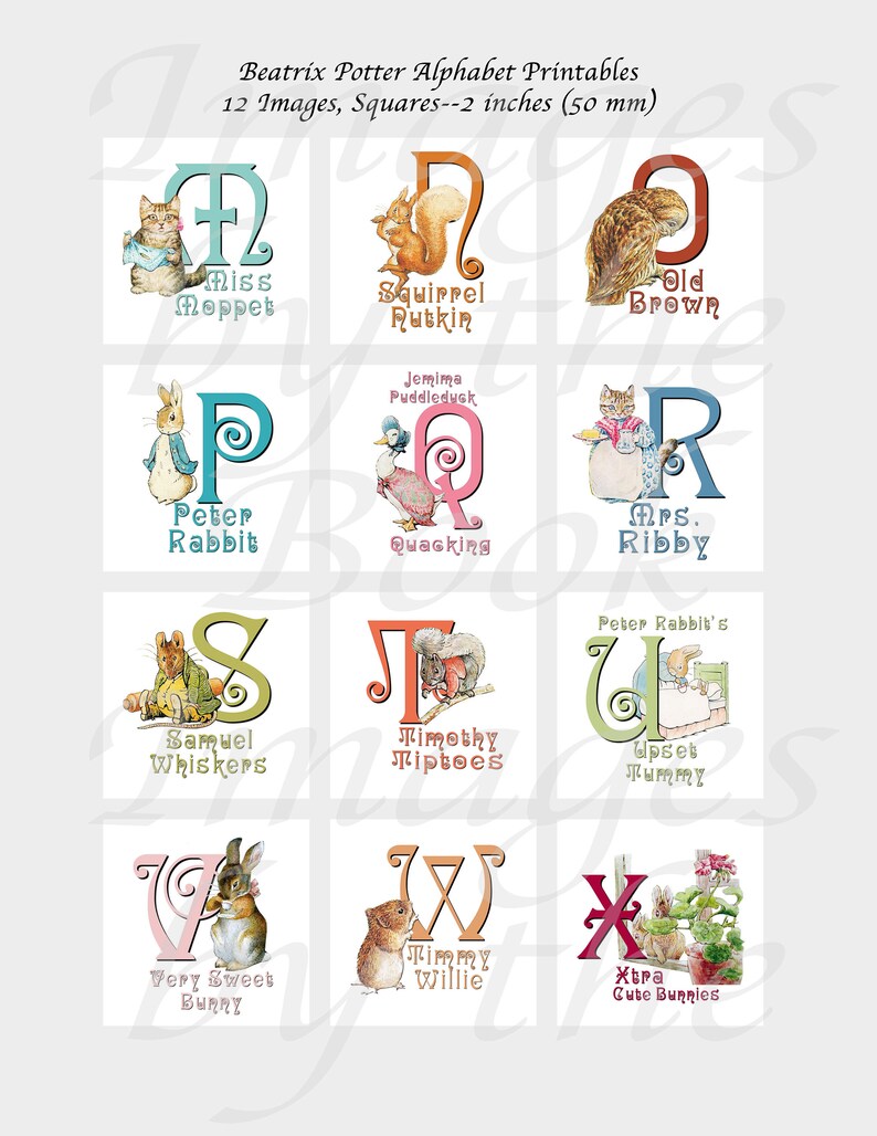 Beatrix Potter Letters Peter Rabbit Squares and Rectangles - Etsy