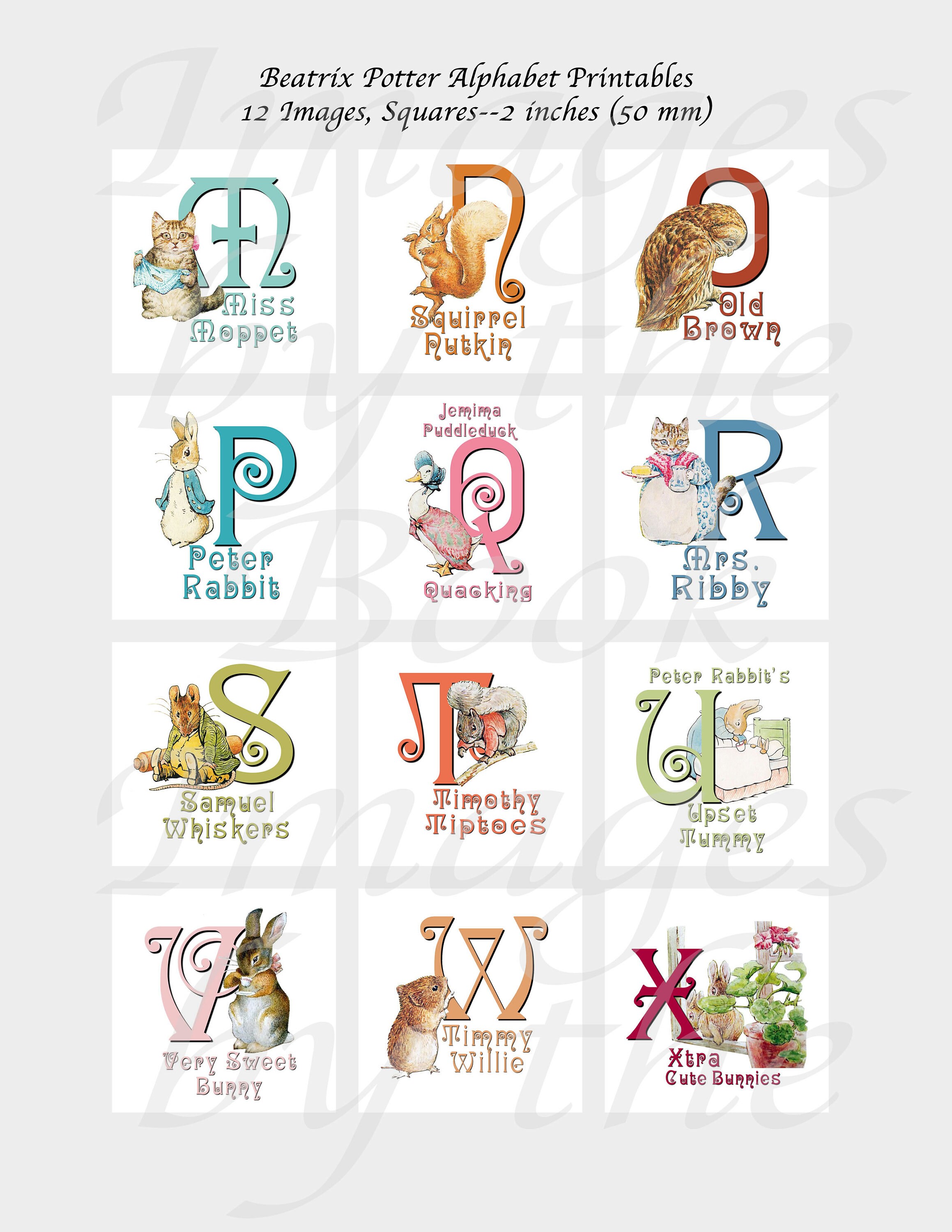 Beatrix Potter Letters Peter Rabbit Squares and Rectangles - Etsy