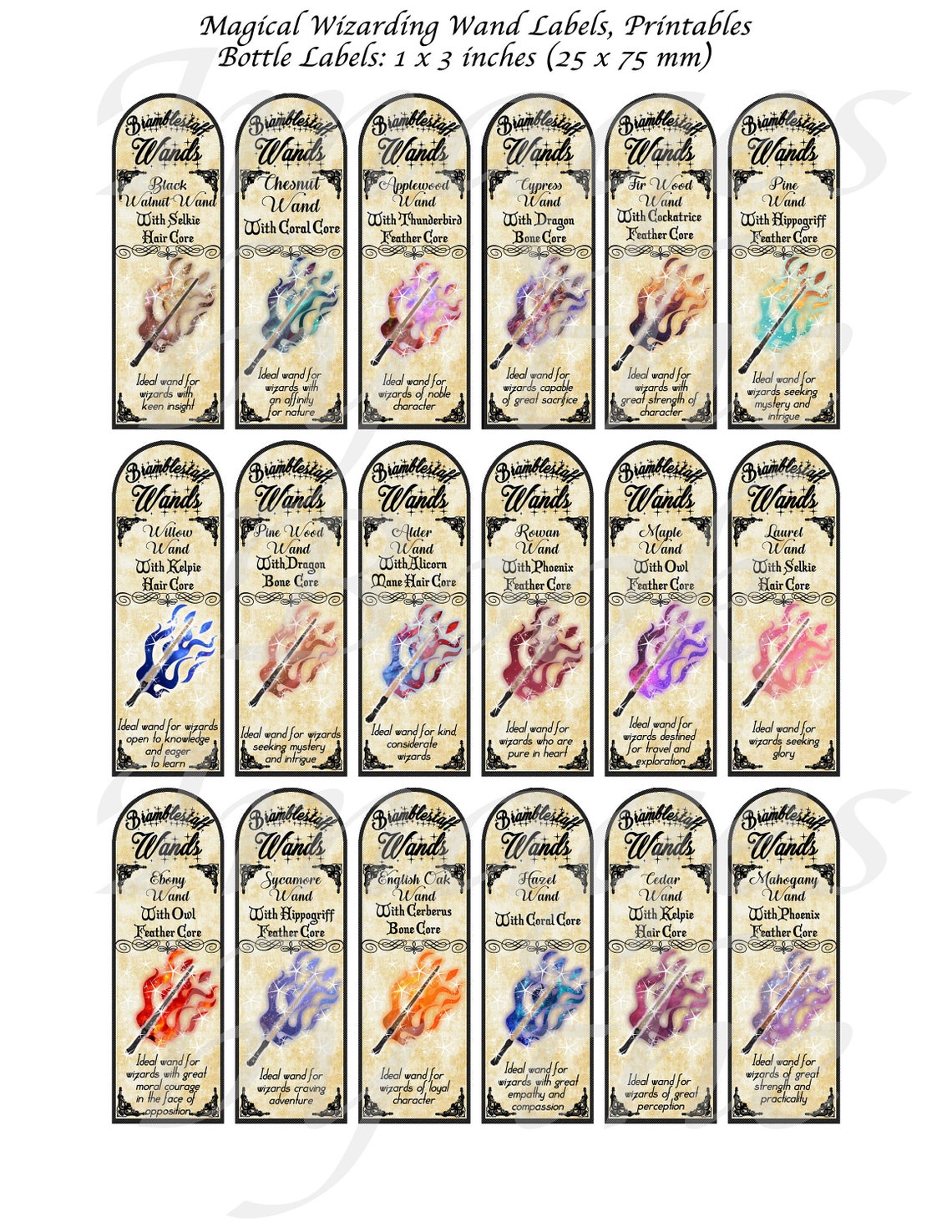 Wizards Wand Magical Prints Box Labels in 3 Sizes - Etsy