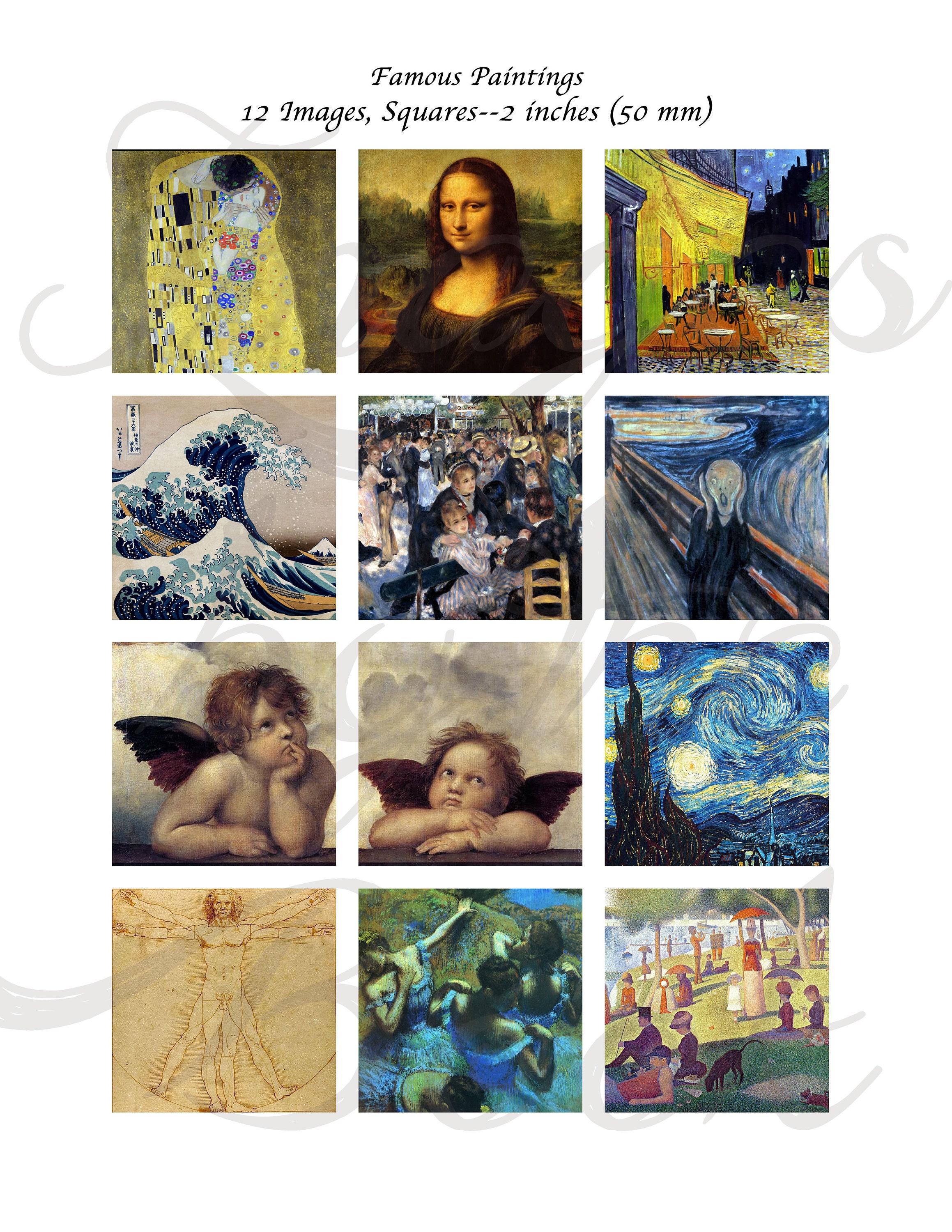 Famous Paintings Prints Squares and Rectangles With 6 Sizes - Etsy