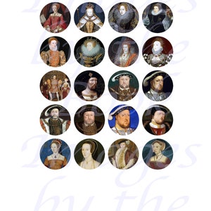 Tudor Portraits, King Henry VIII and Queen Elizabeth I, Round Images ...