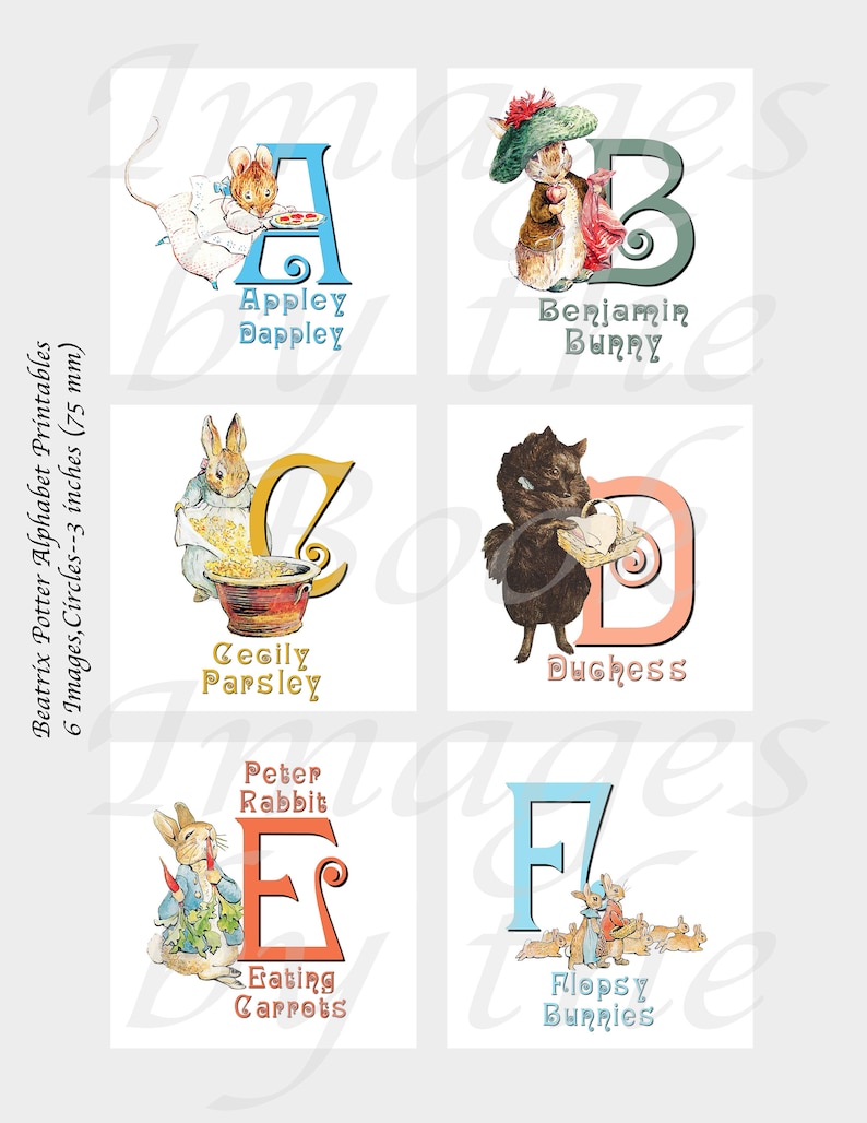 Beatrix Potter Letters Peter Rabbit Squares and Rectangles - Etsy