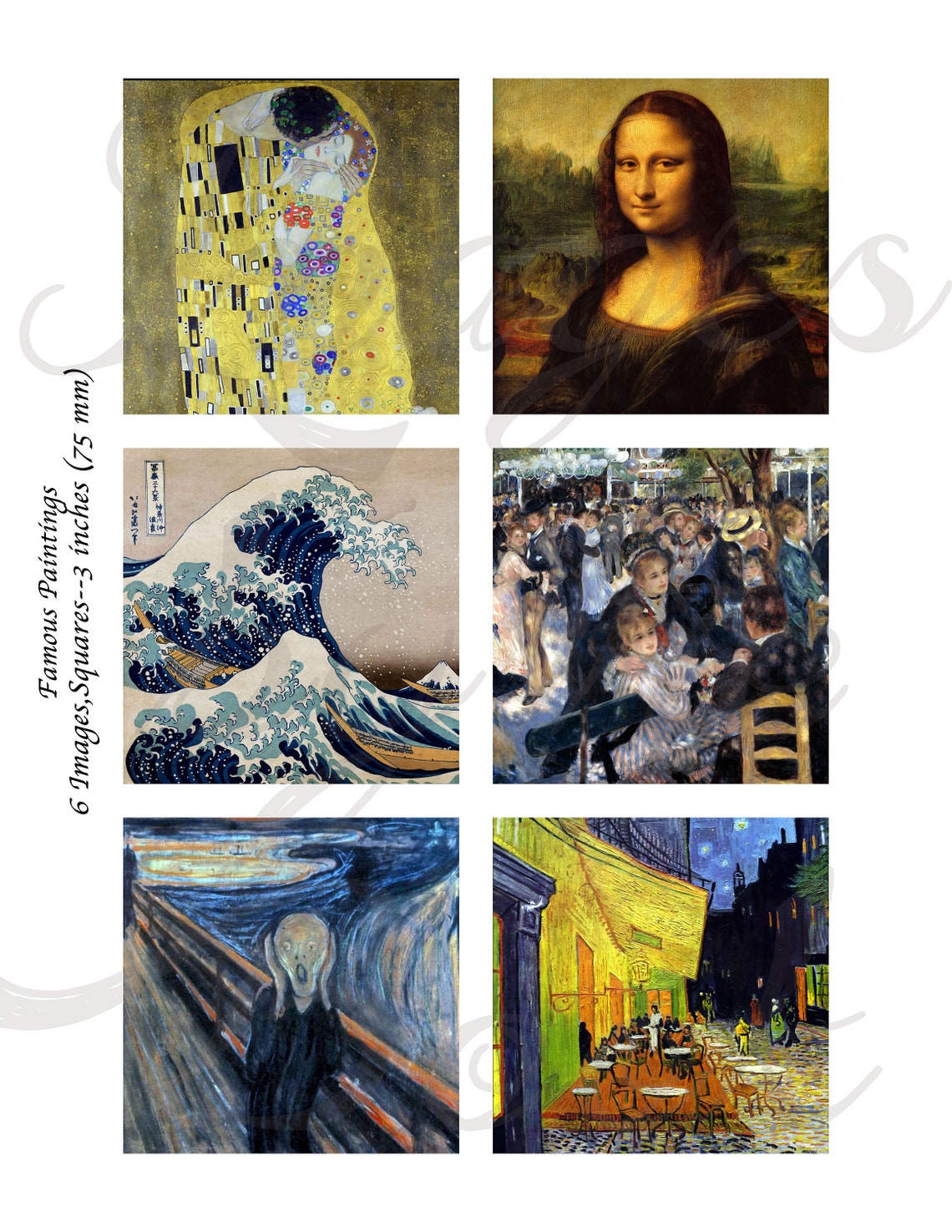 Famous Paintings Prints Squares and Rectangles with 6 sizes | Etsy
