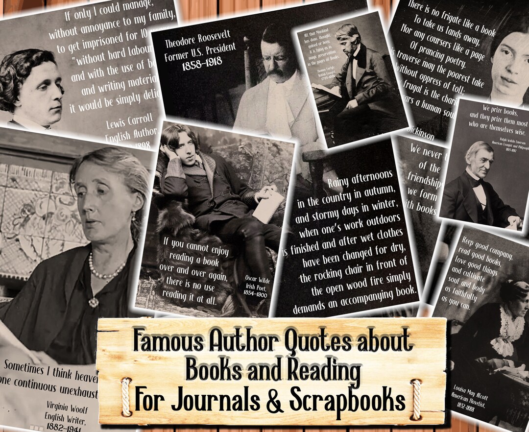 Famous Authors Quotes About Books and Reading, Junk Journal Kit ...