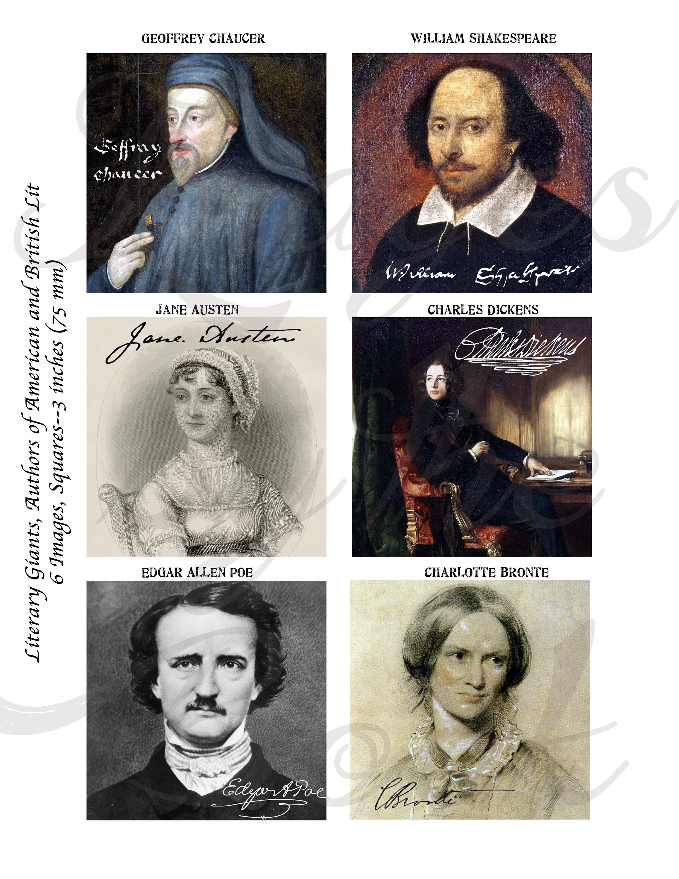 Famous Authors Digital Downloads Squares and Rectangles With - Etsy