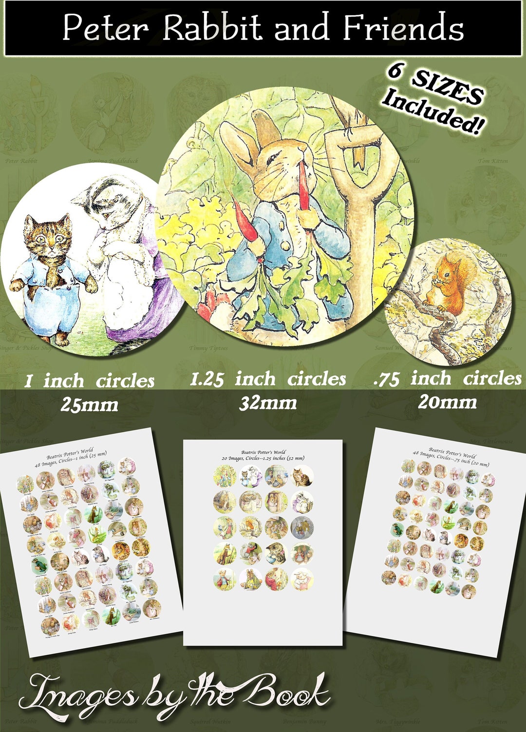 Beatrix Potter Books, Peter Rabbit and Friends, Round Images With 6 ...