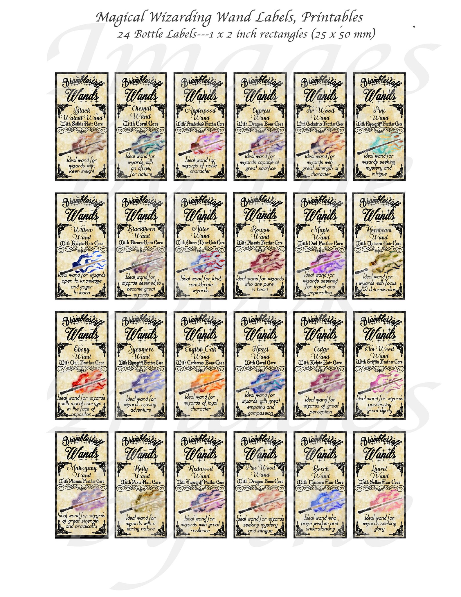 Wizards Wand Magical Prints Box Labels in 3 Sizes Download - Etsy