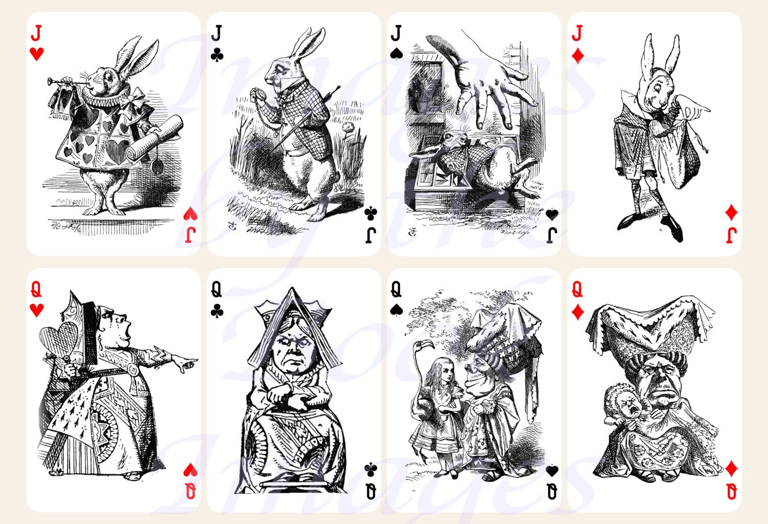 Alice in Wonderland, Playing Cards, Full Deck (digital Download) - Etsy