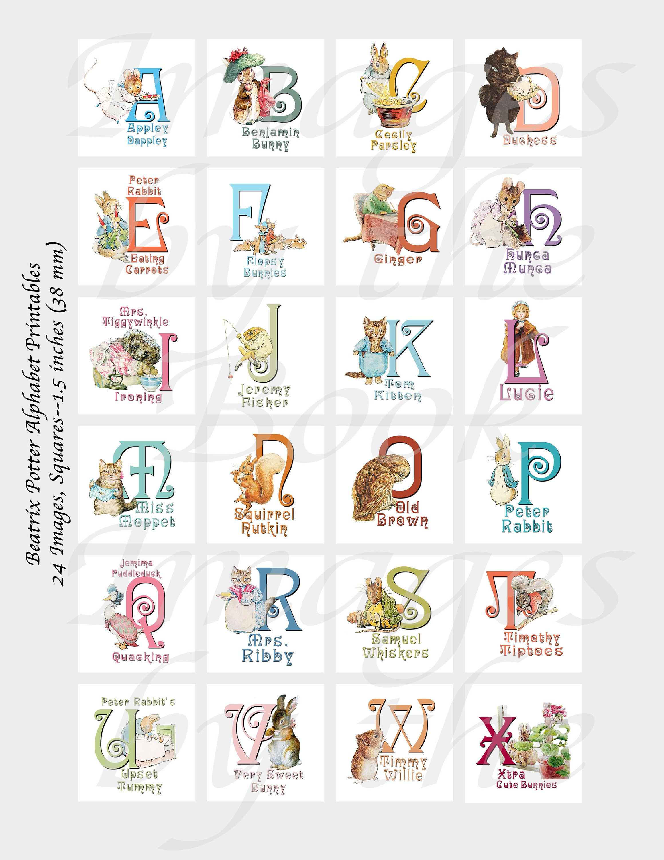Beatrix Potter Letters Peter Rabbit Squares and Rectangles - Etsy