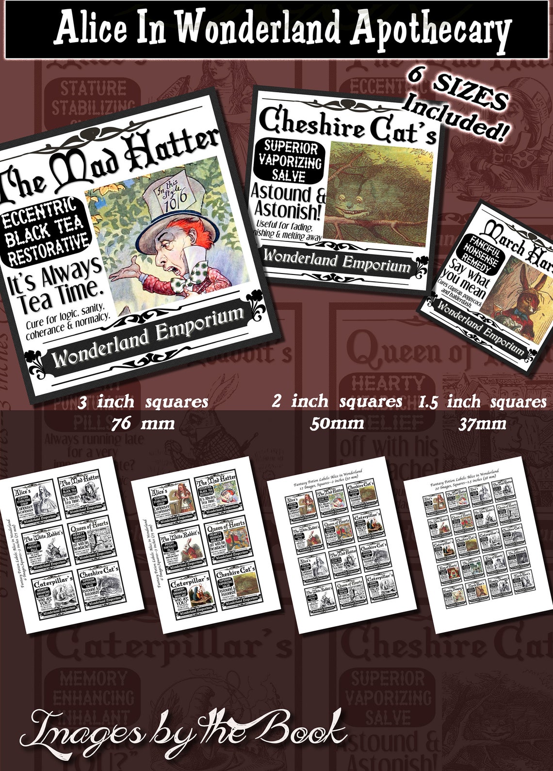Alice in Wonderland Art Apothecary Labels Fantasy Potions - Etsy