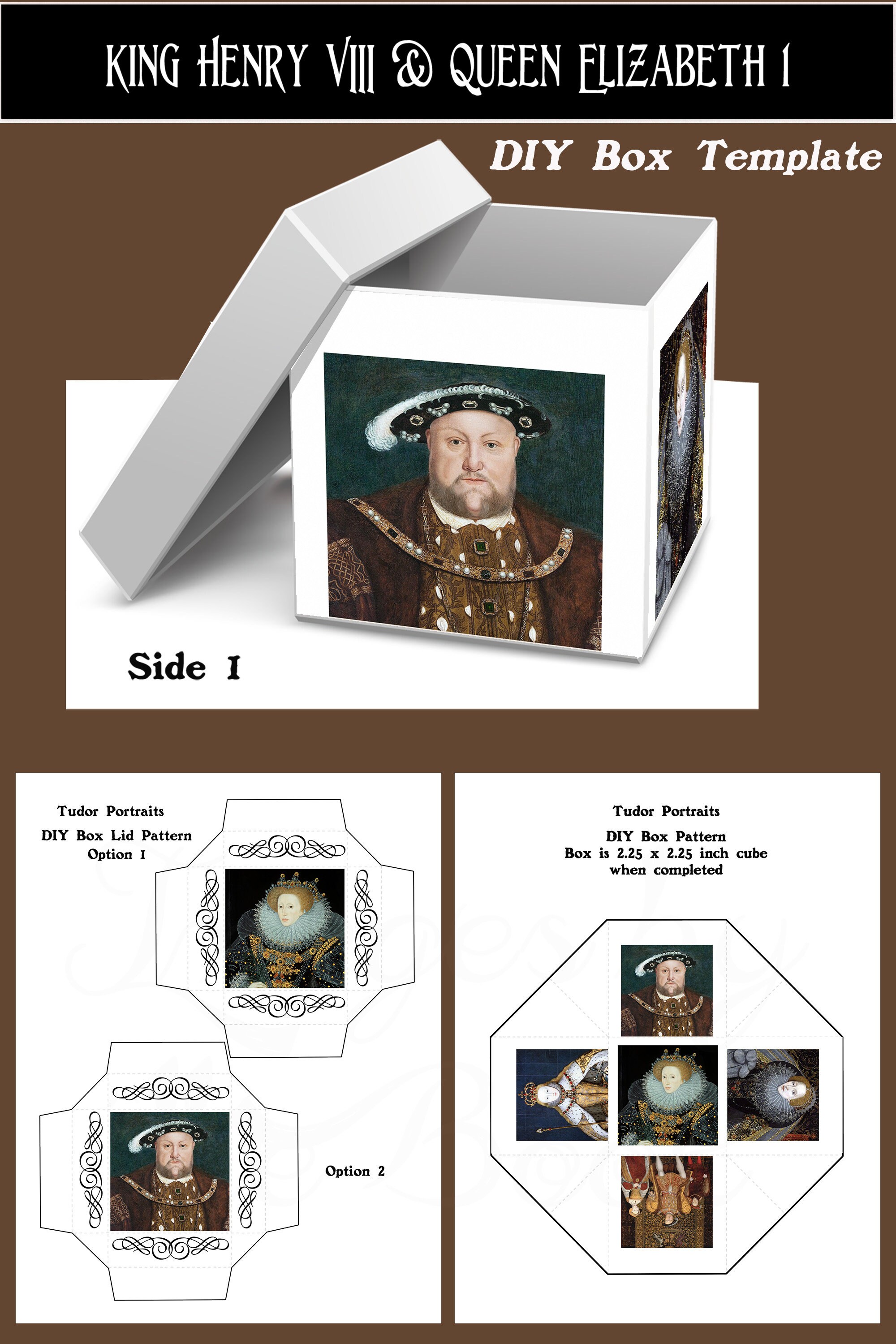 Tudor Portraits King Henry VIII and Queen Elizabeth I Round | Etsy