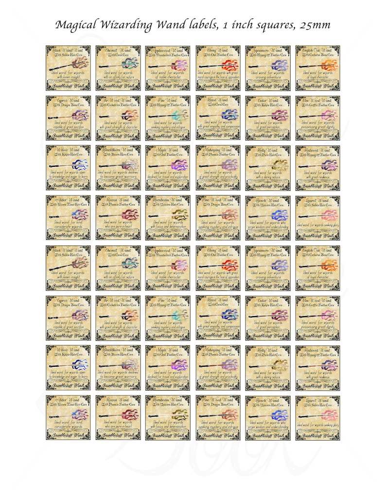 Wizards Wand, Magical Prints, Squares and Rectangles (digital Download ...