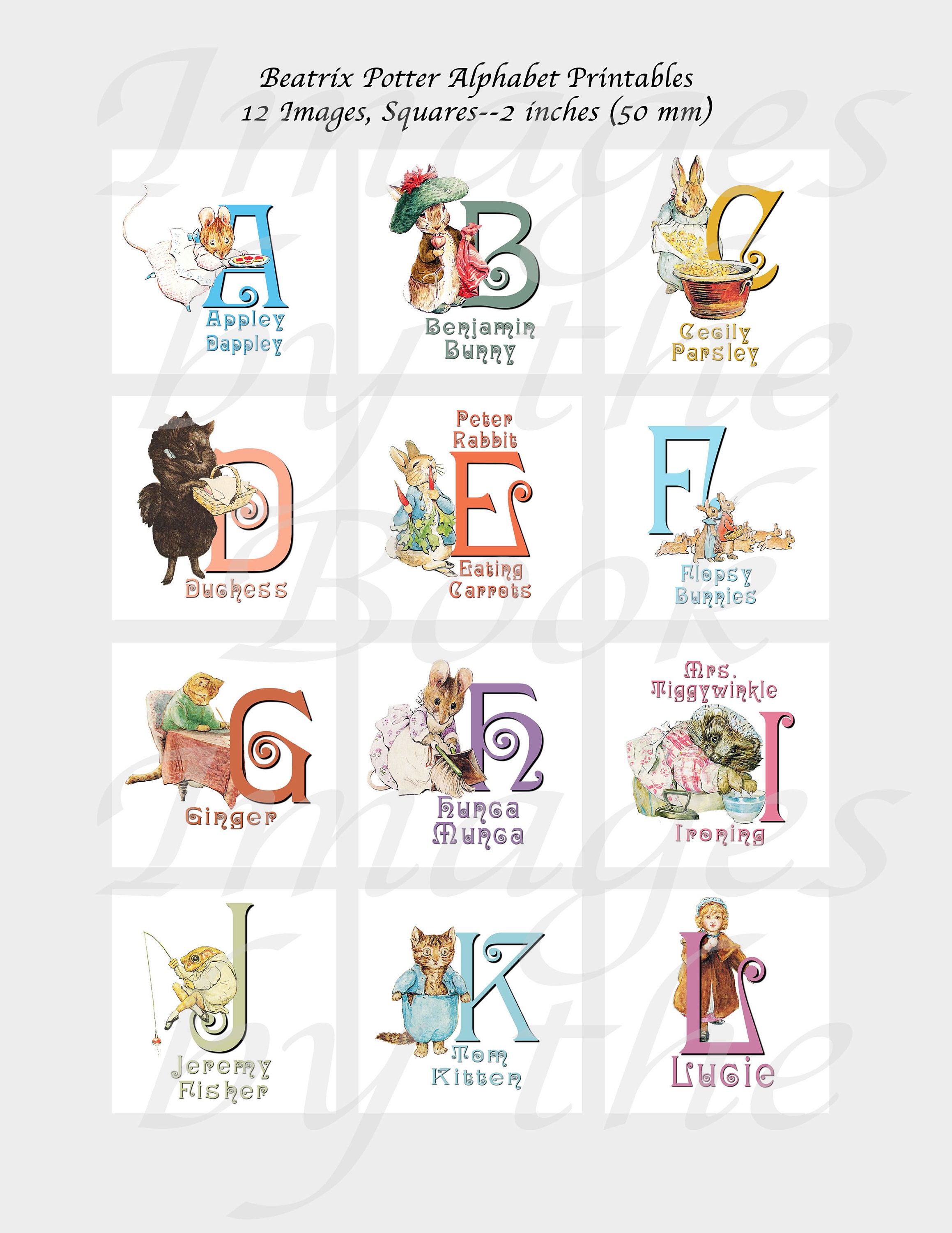 Beatrix Potter Letters Peter Rabbit Squares and Rectangles - Etsy