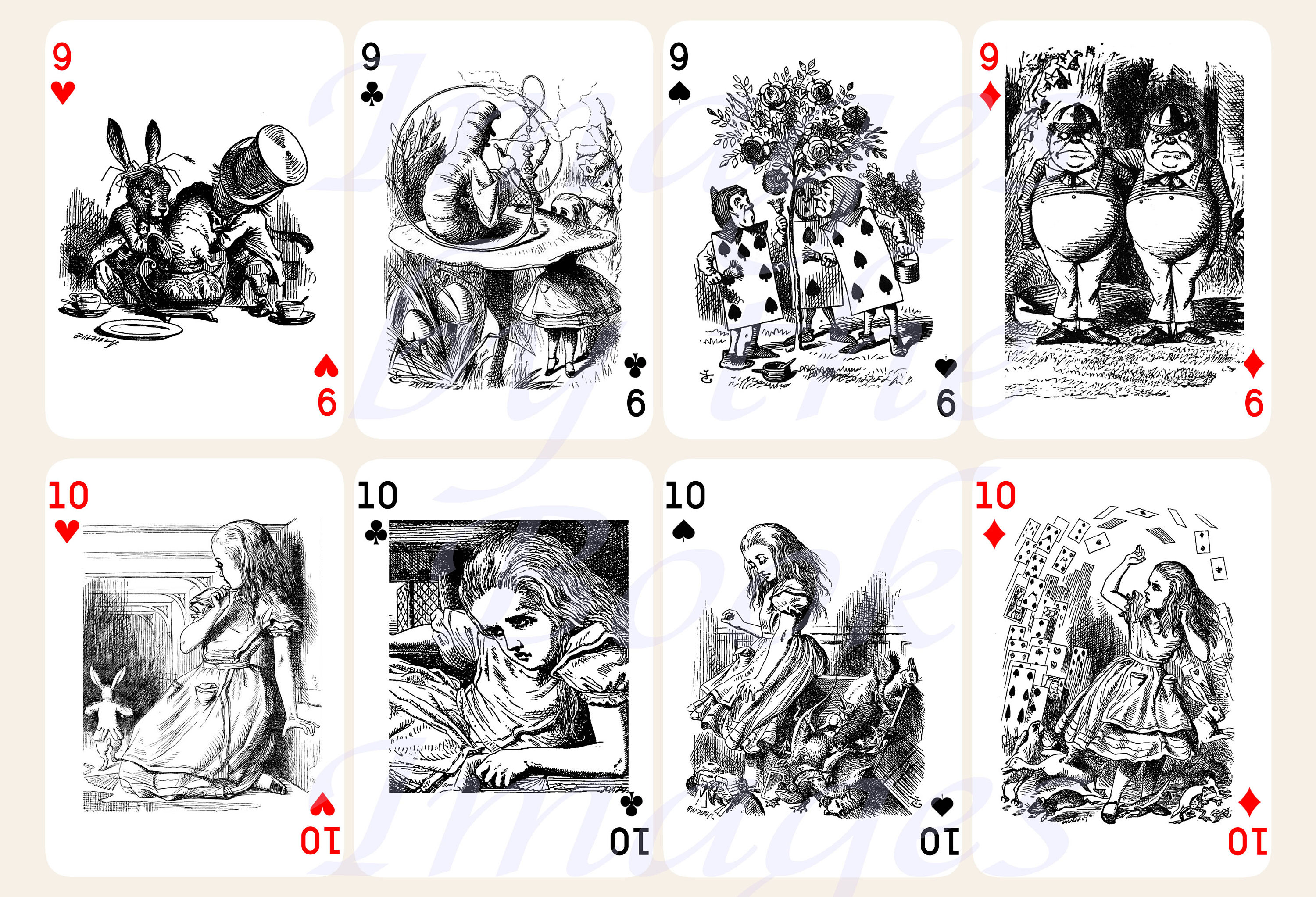 Alice in Wonderland Playing Cards A Full Deck of Cards | Etsy