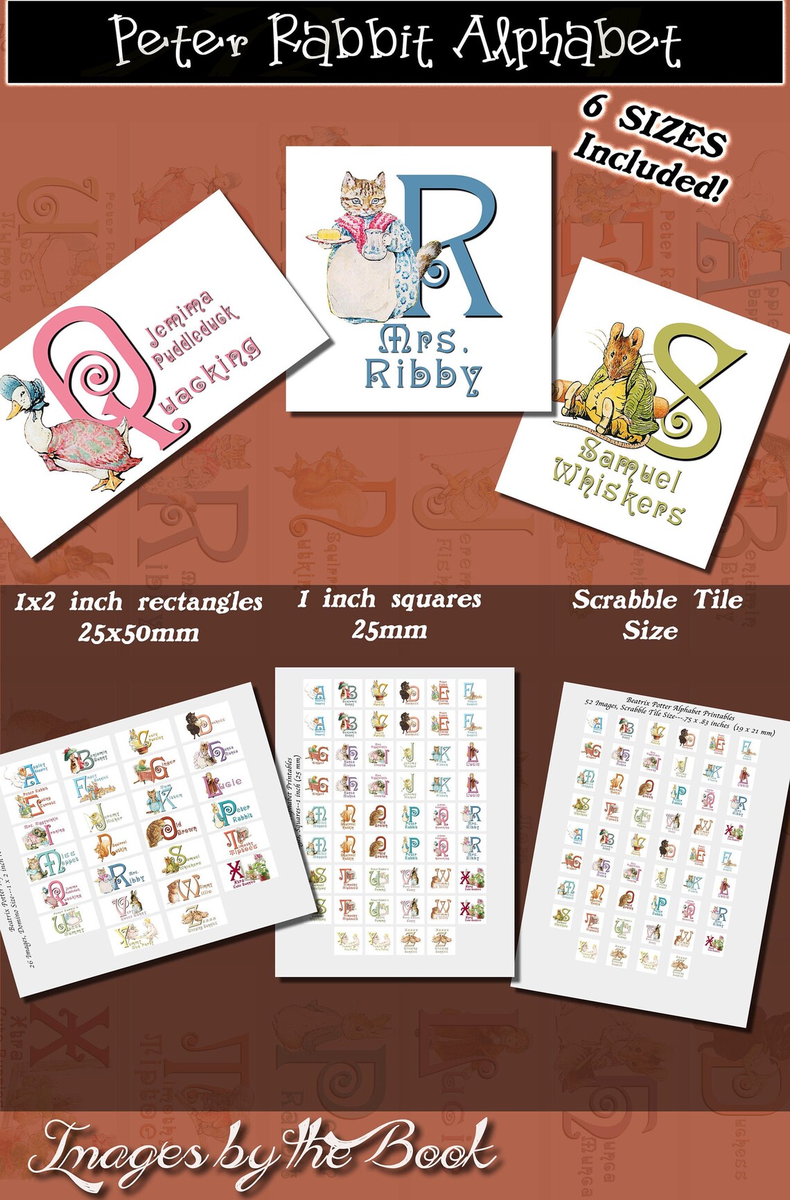 Beatrix Potter Letters Peter Rabbit Squares and Rectangles - Etsy