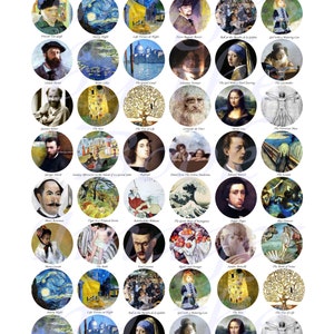 Famous Paintings Prints, Round Images (digital Download) - Etsy