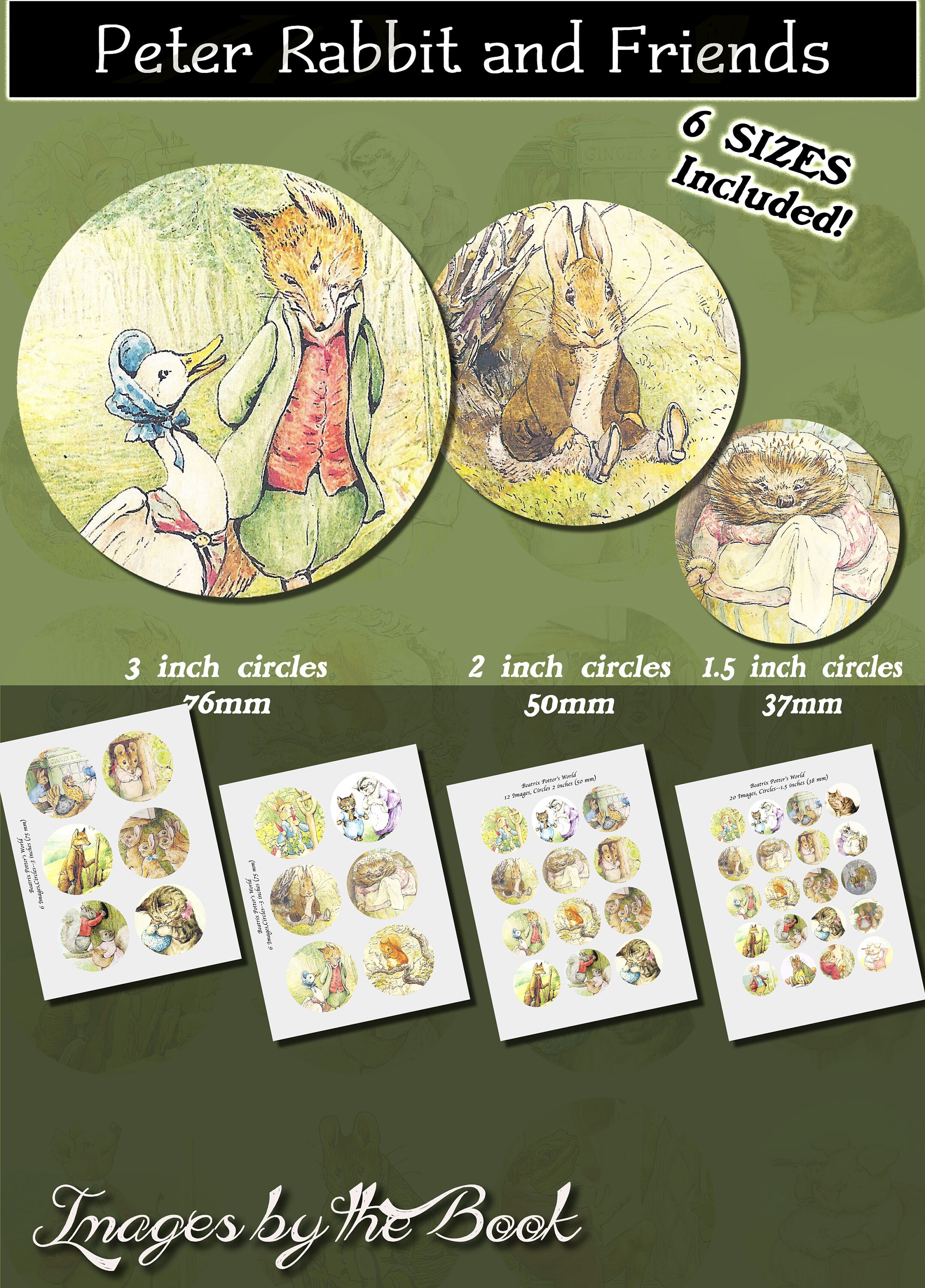 Beatrix Potter Books, Peter Rabbit and Friends, Round Images With 6 ...