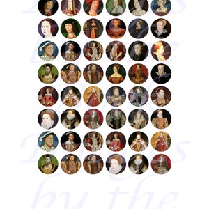 Tudor Portraits, King Henry VIII and Queen Elizabeth I, Round Images ...