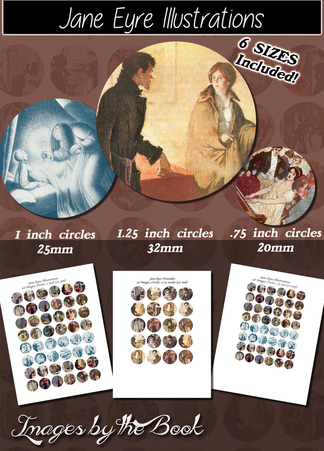 Jane Eyre Illustrations, Round Images With 6 Sizes Included! Download ...