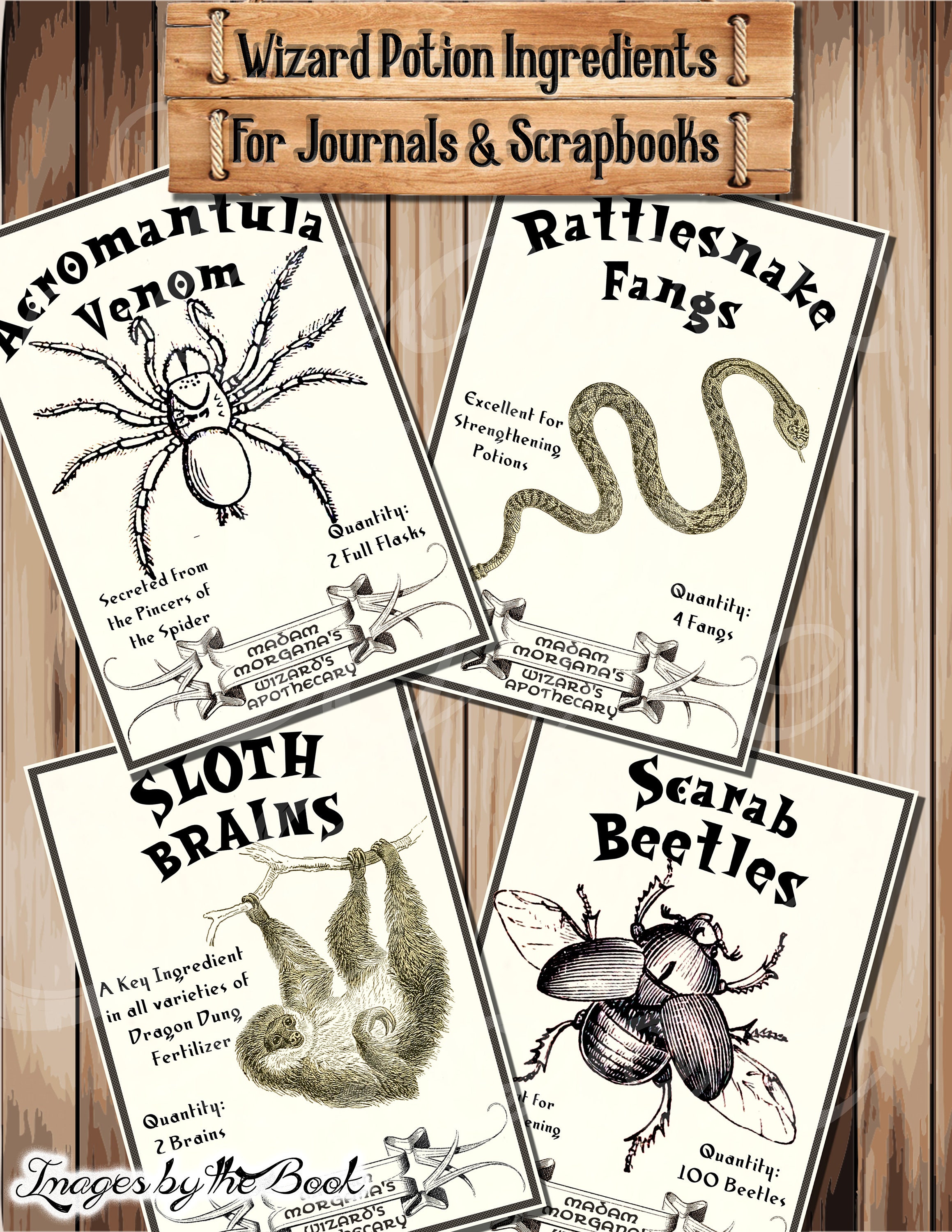 Wizard Labels Potion Ingredient Labels Junk Journal Kit | Etsy
