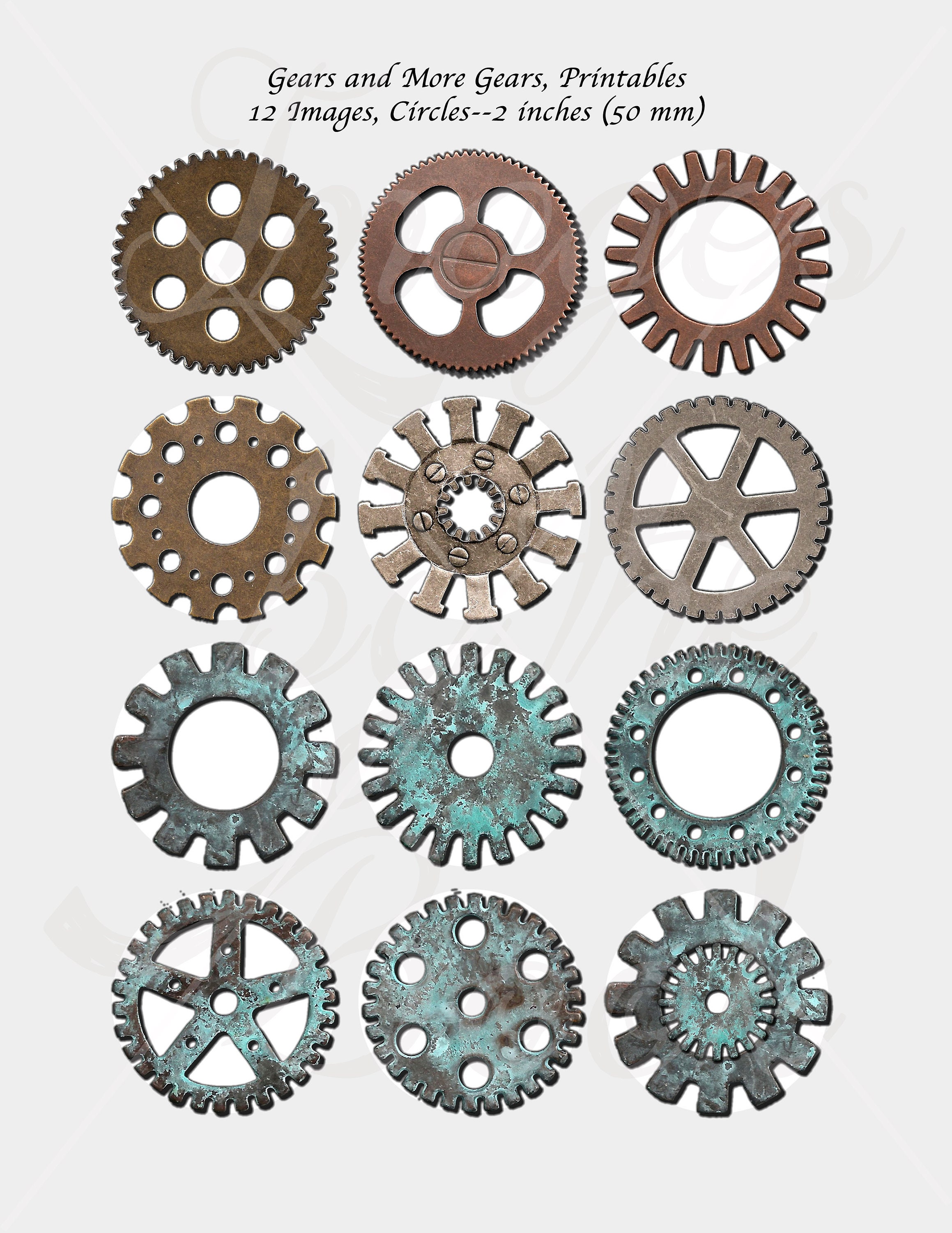 Steampunk Gears Round Images With 6 Sizes Included - Etsy