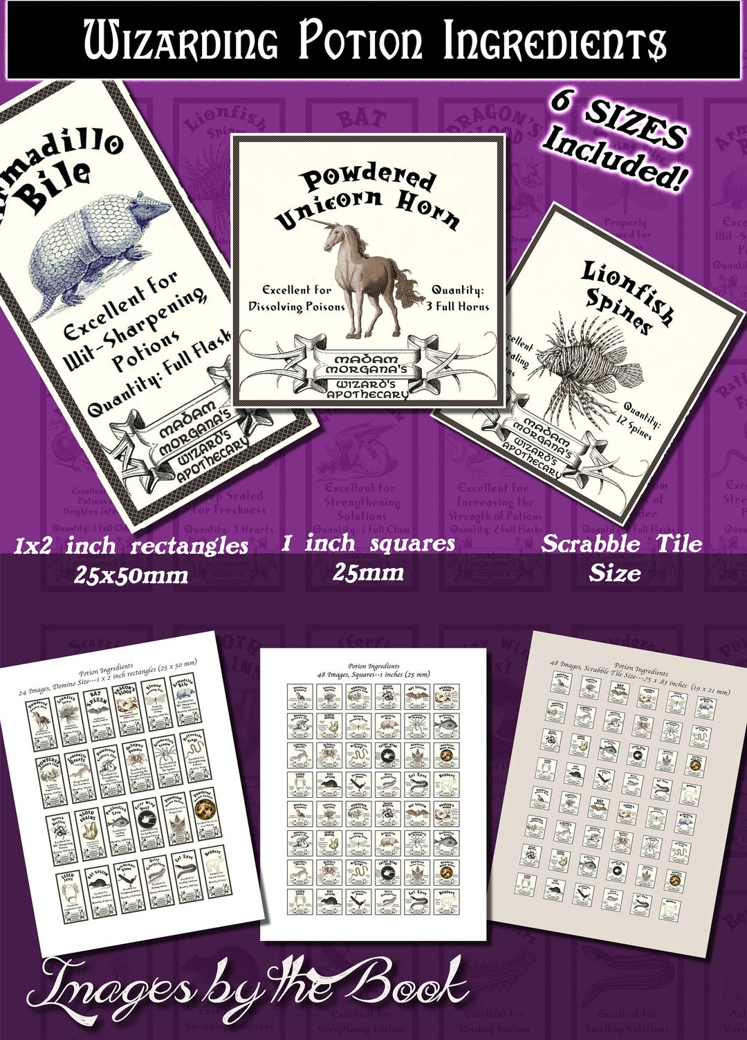 Wizard Labels, Potion Ingredient Labels, Squares and Rectangles ...