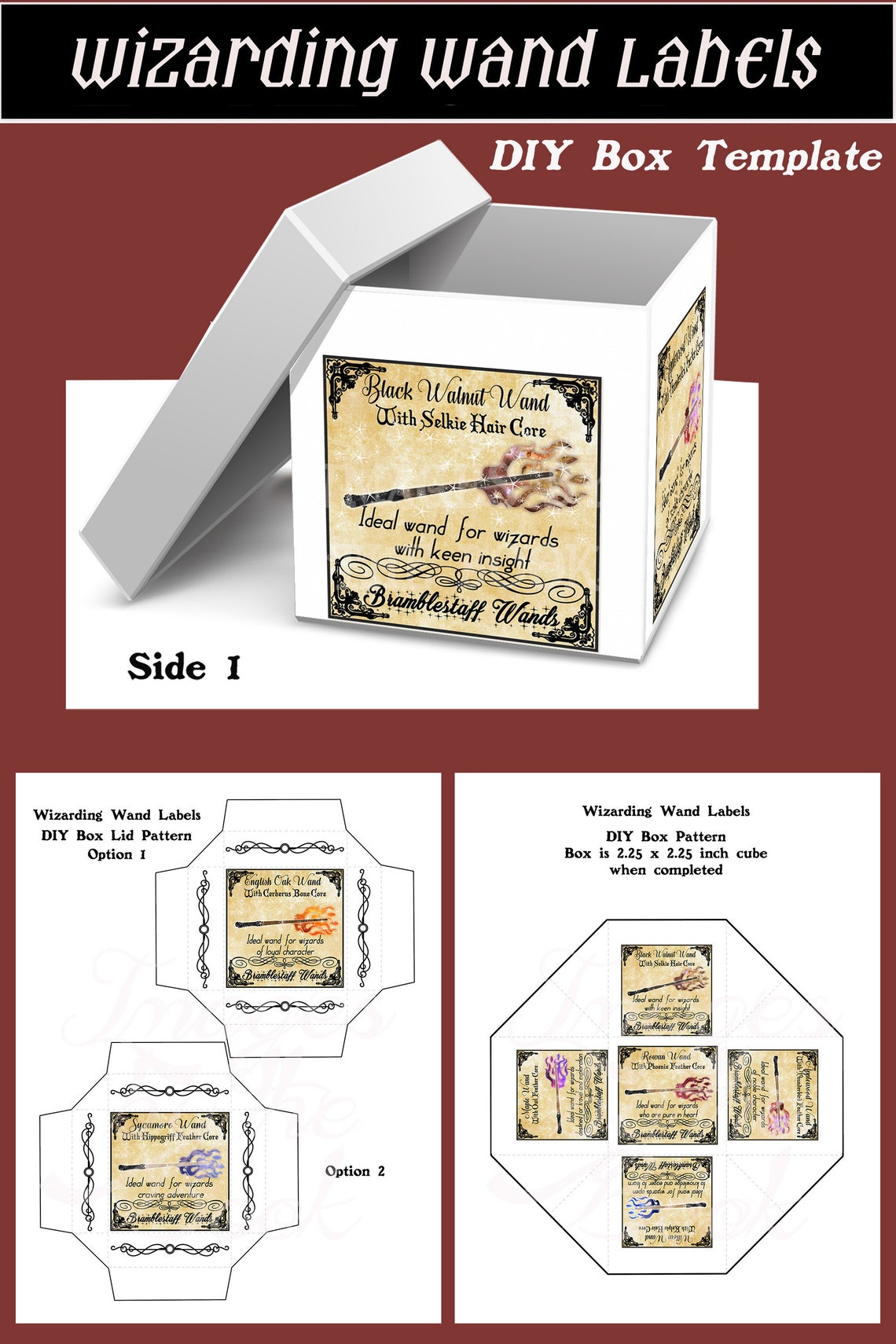 Wizards Wand, Magical Prints, Squares and Rectangles (digital Download ...