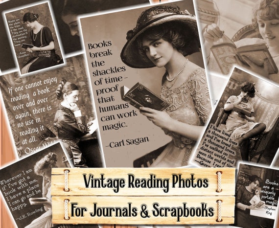 Vintage Photos Reading Quotes Women Reading Junk Journal | Etsy
