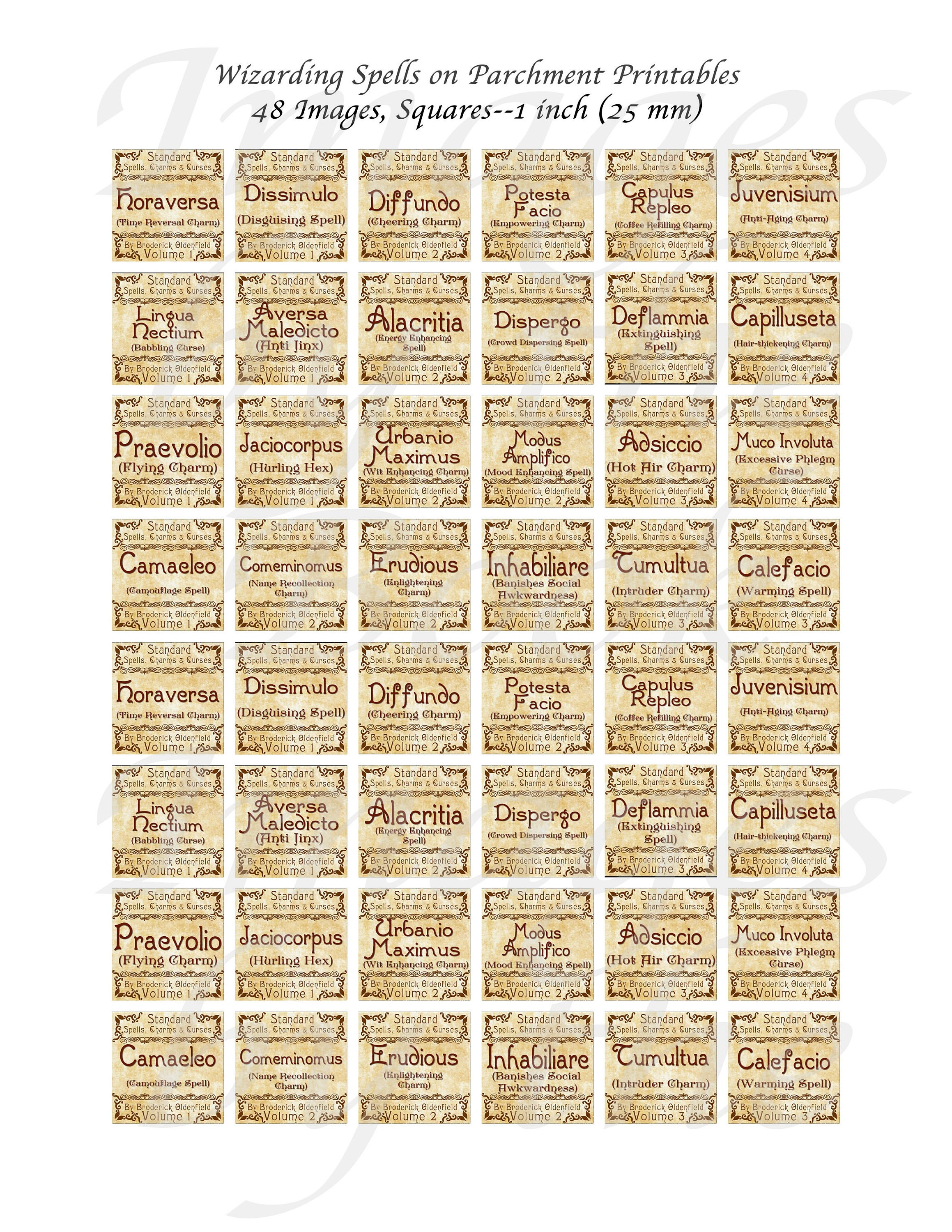 Wizard Spells Magical Prints Squares and Rectangles With 6 - Etsy