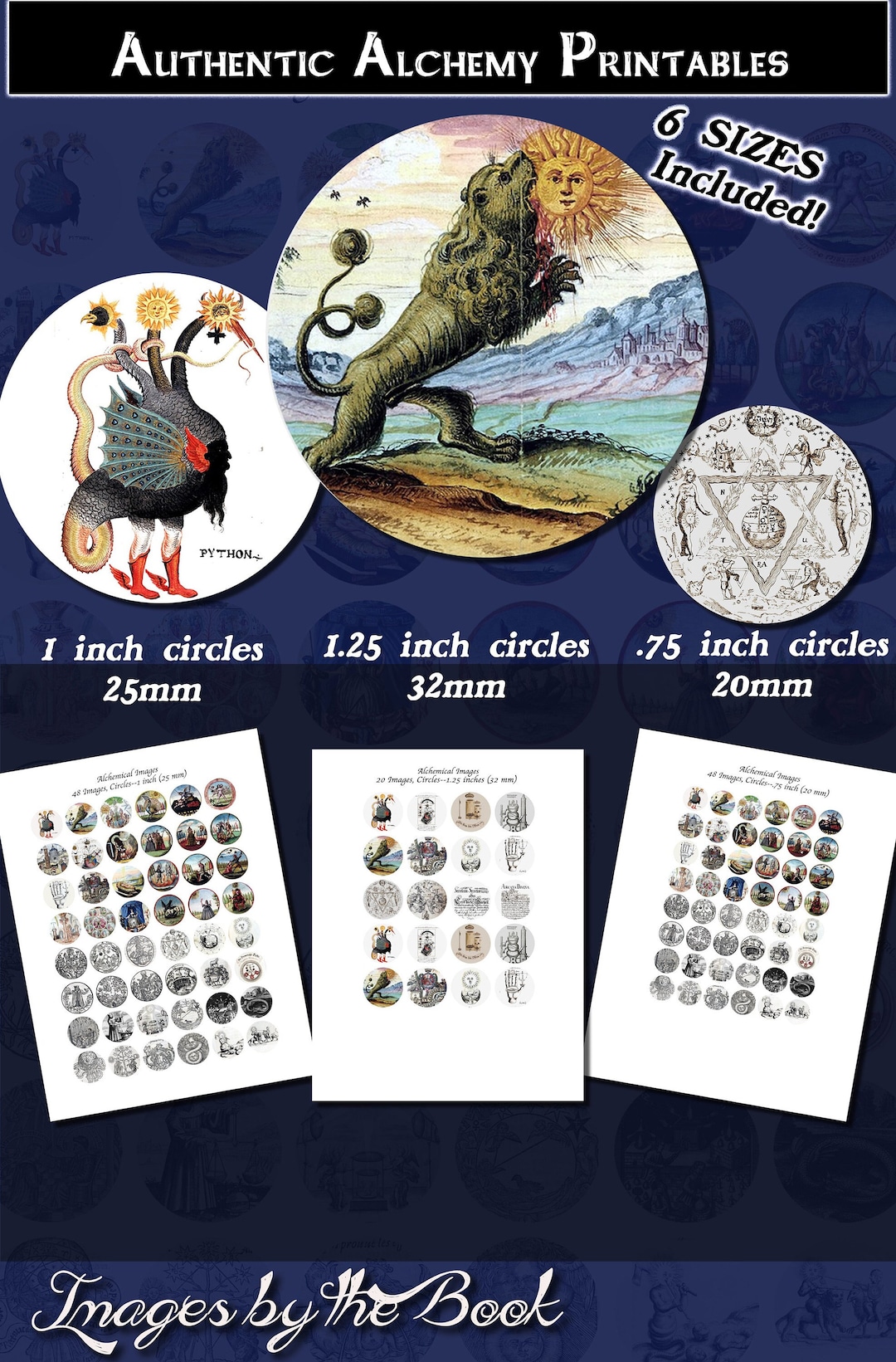 Alchemy Ephemera, Discovery of Witches, Round Images With 6 Sizes ...