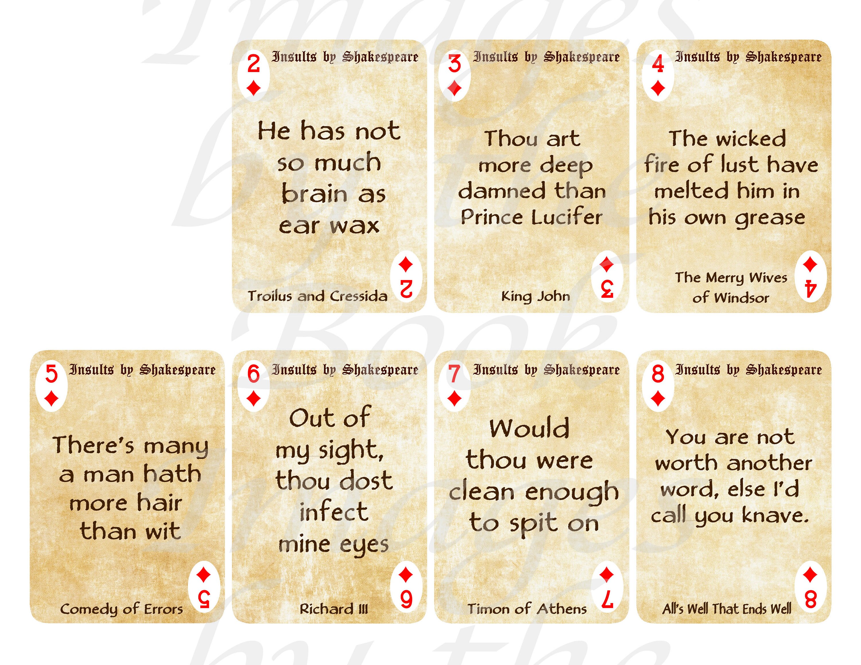 Shakespeare Insults 2 Playing Cards A Full Deck of Cards | Etsy