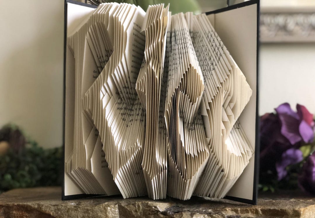 Folded Book Art: Rice University Word Sculpture, Dorm Room Decor ...