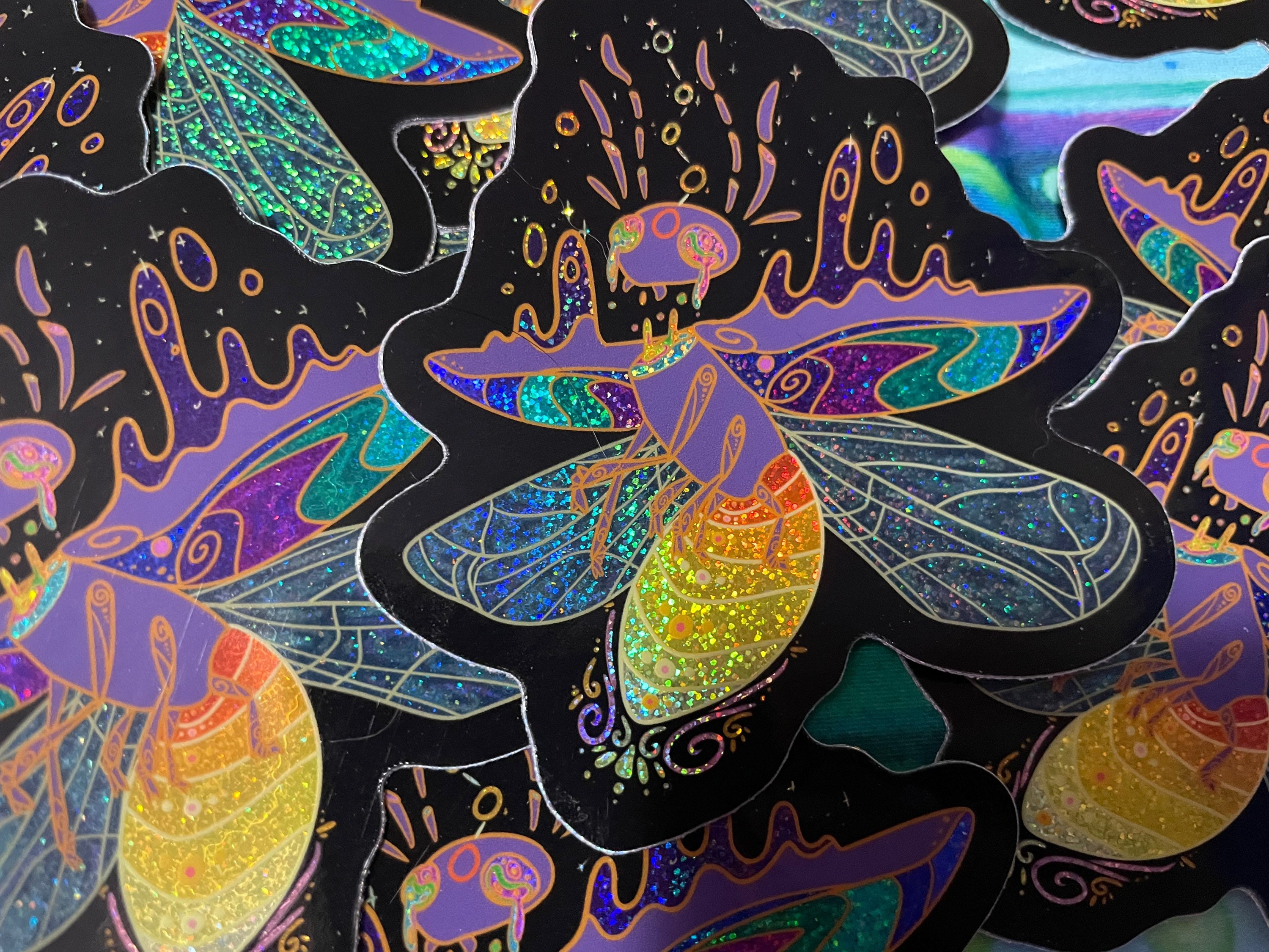 Melting firefly glitter stickers | Etsy