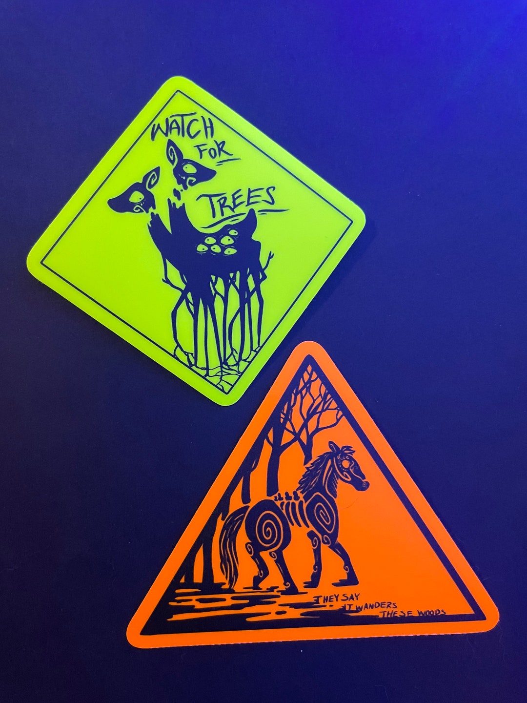 Haunted Fluorescent Caution Stickers - Etsy