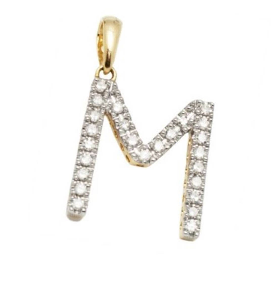 Large 14k Solid Gold and Diamond - Letter M - 14mm - Etsy