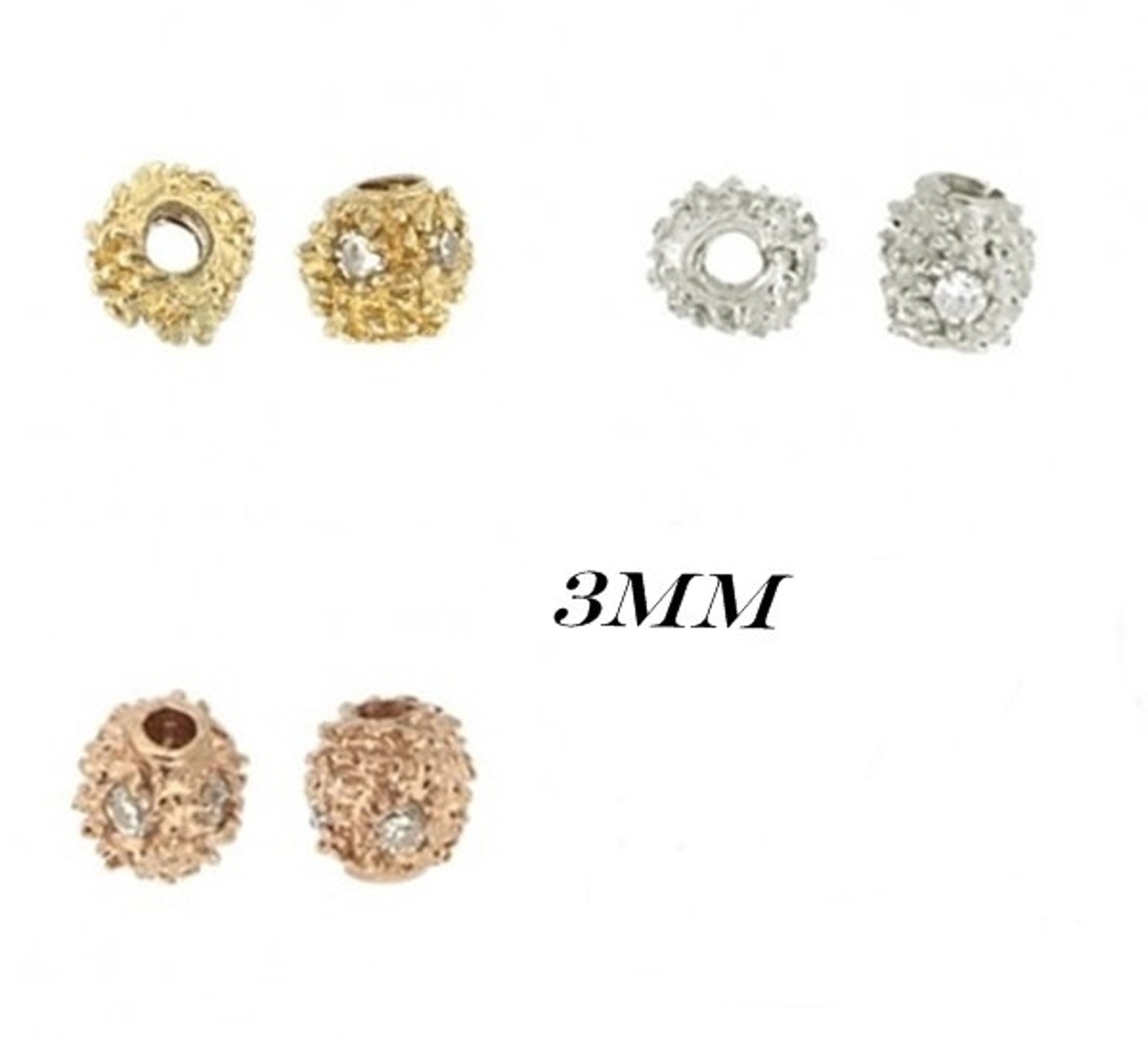 14k Solid Gold and White Diamond Ball Bead - Stunning! - Etsy