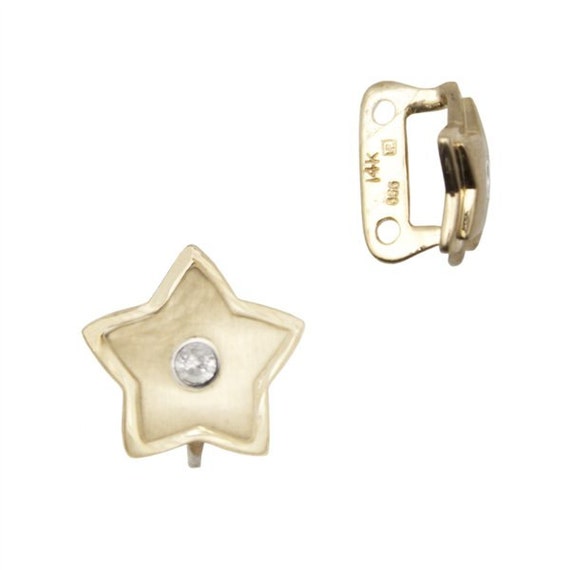 14k Solid Gold and White Diamond Star Separator Starlight - Etsy