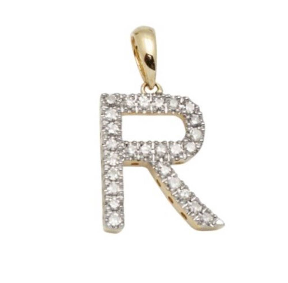 Large 14k Solid Gold and Diamond Letter R 14mm - Etsy