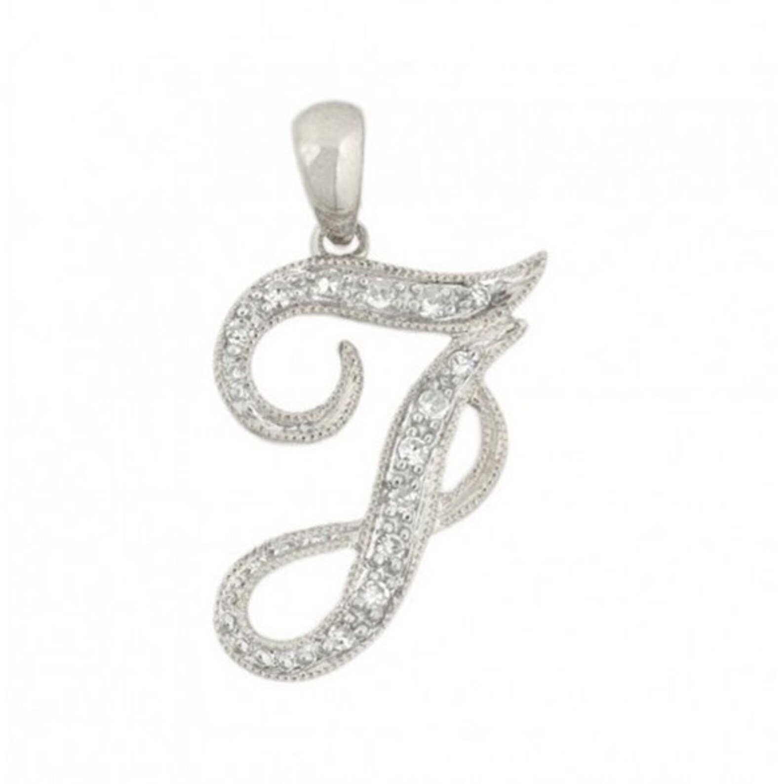 14k SOLID Gold and WHITE Diamond Script Initial Charm - Letter J - 16mm ...
