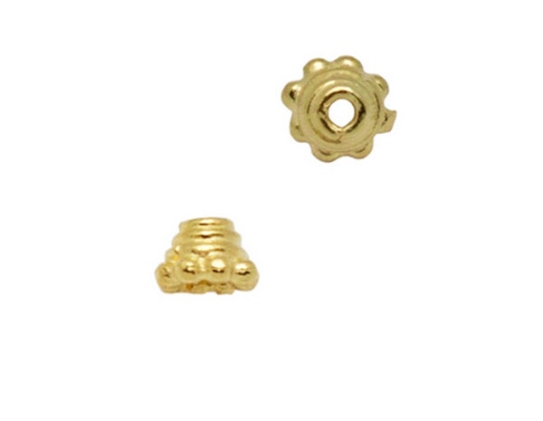 18k Solid Yellow Gold Handmade Dotted Cone Cap Truly - Etsy