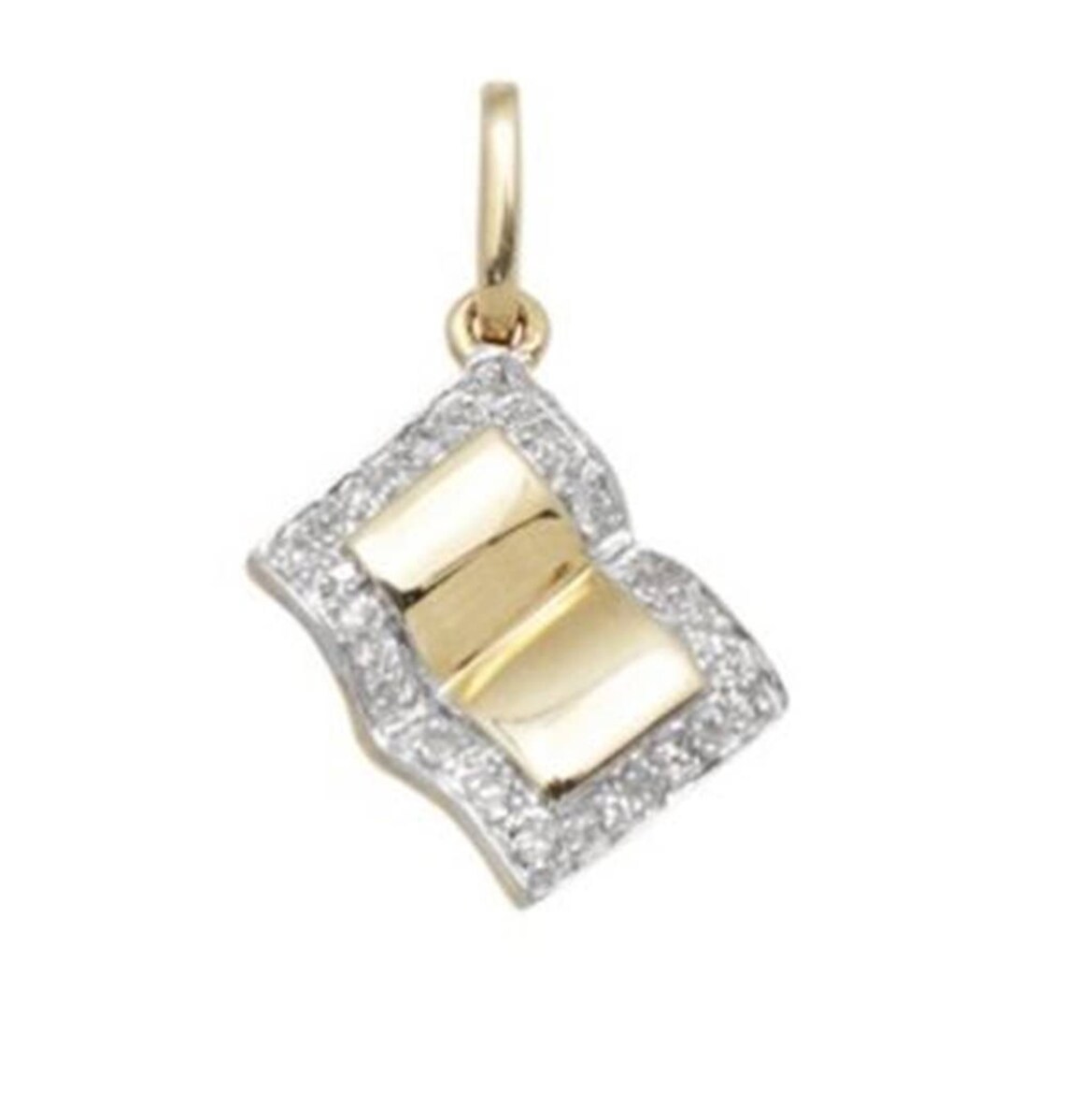 14k White Diamond and Solid Gold Book Pendant Charm 14k Gold - Etsy