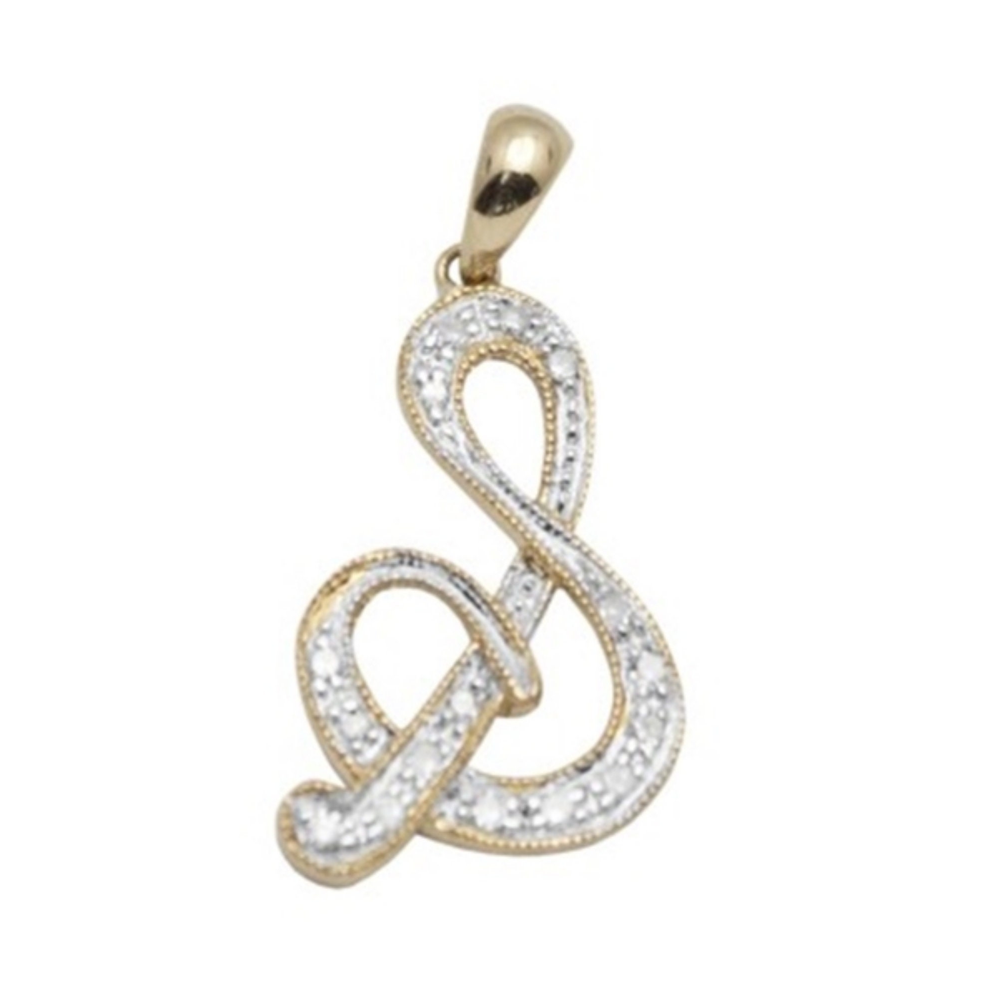 14k SOLID Gold and WHITE Diamond Script Initial Charm Letter - Etsy