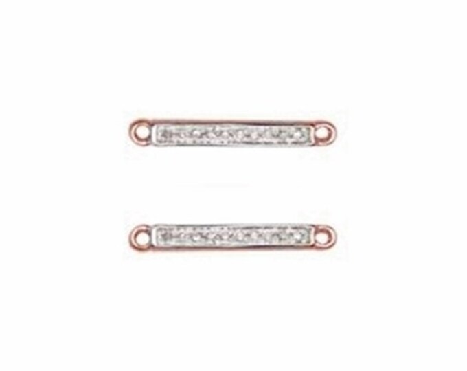Dual Sided Diamond Bar, Diamond & 14k SOLID Gold Bar Connector, 15 X ...