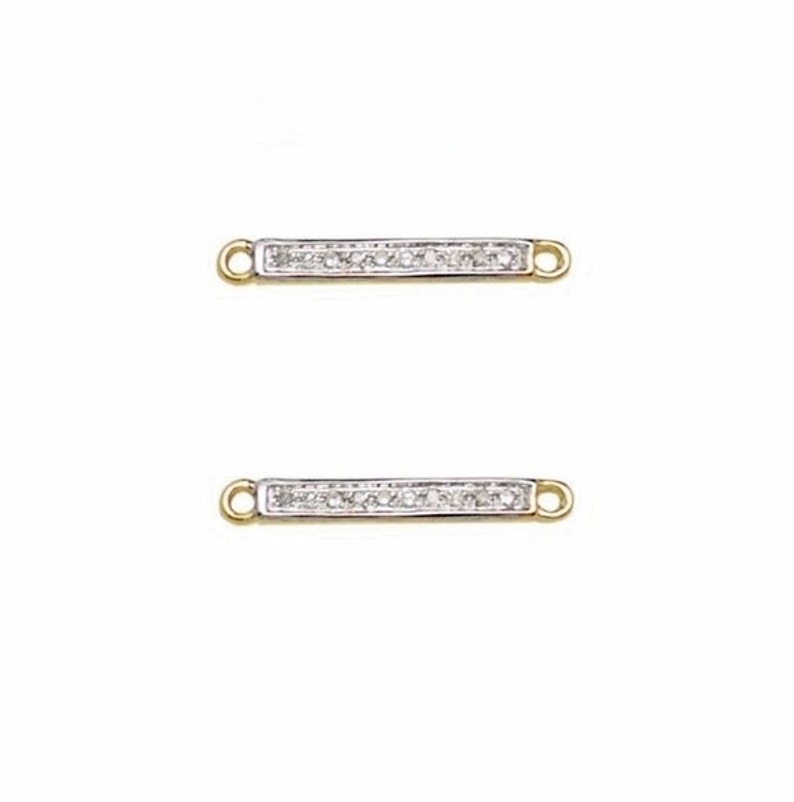Dual Sided Diamond Bar, Diamond & 14k SOLID Gold Bar Connector, 25 X ...