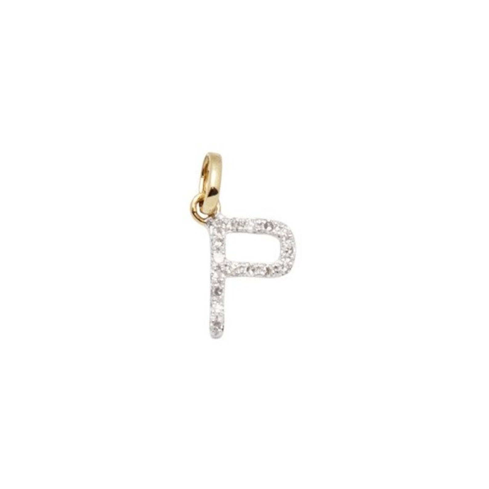 14k SOLID Gold and Diamond Initial Charm Letter P 8mm - Etsy