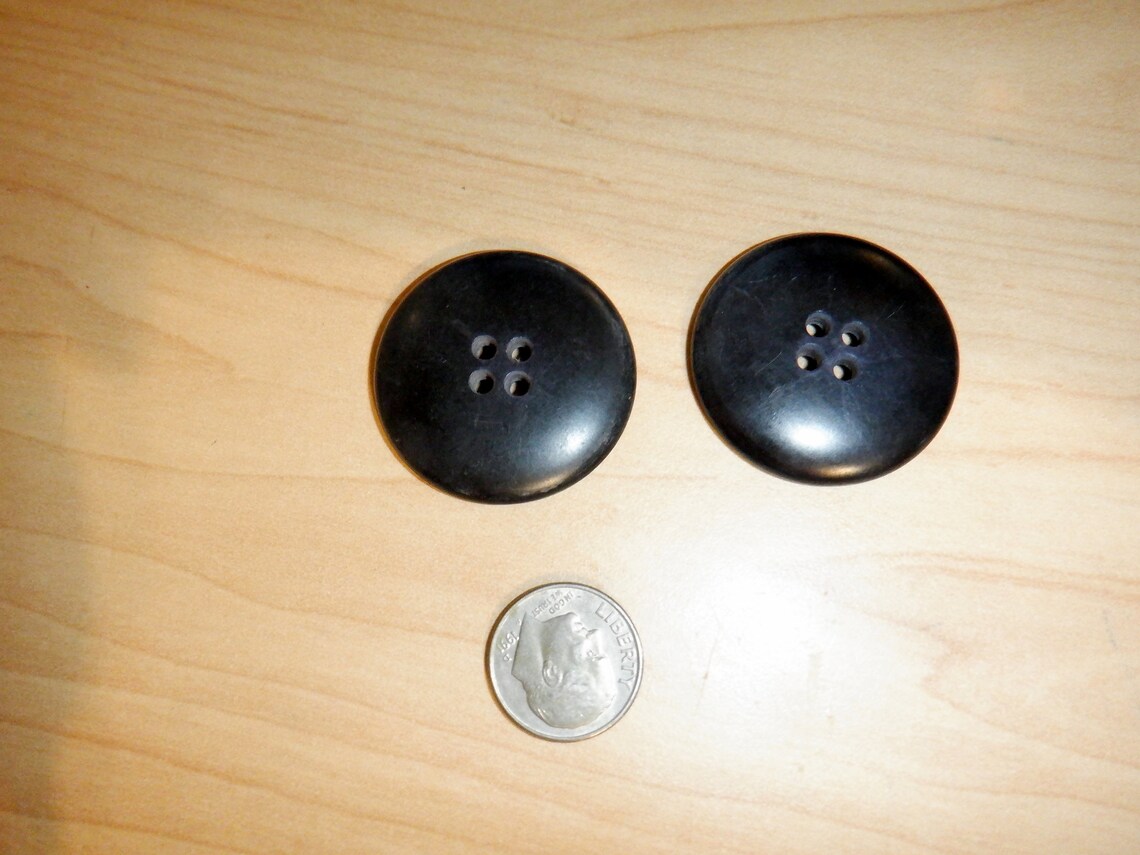 2 Large Black Buttons 4-hole Buttons 32mm X 5 Mm Vintage - Etsy UK