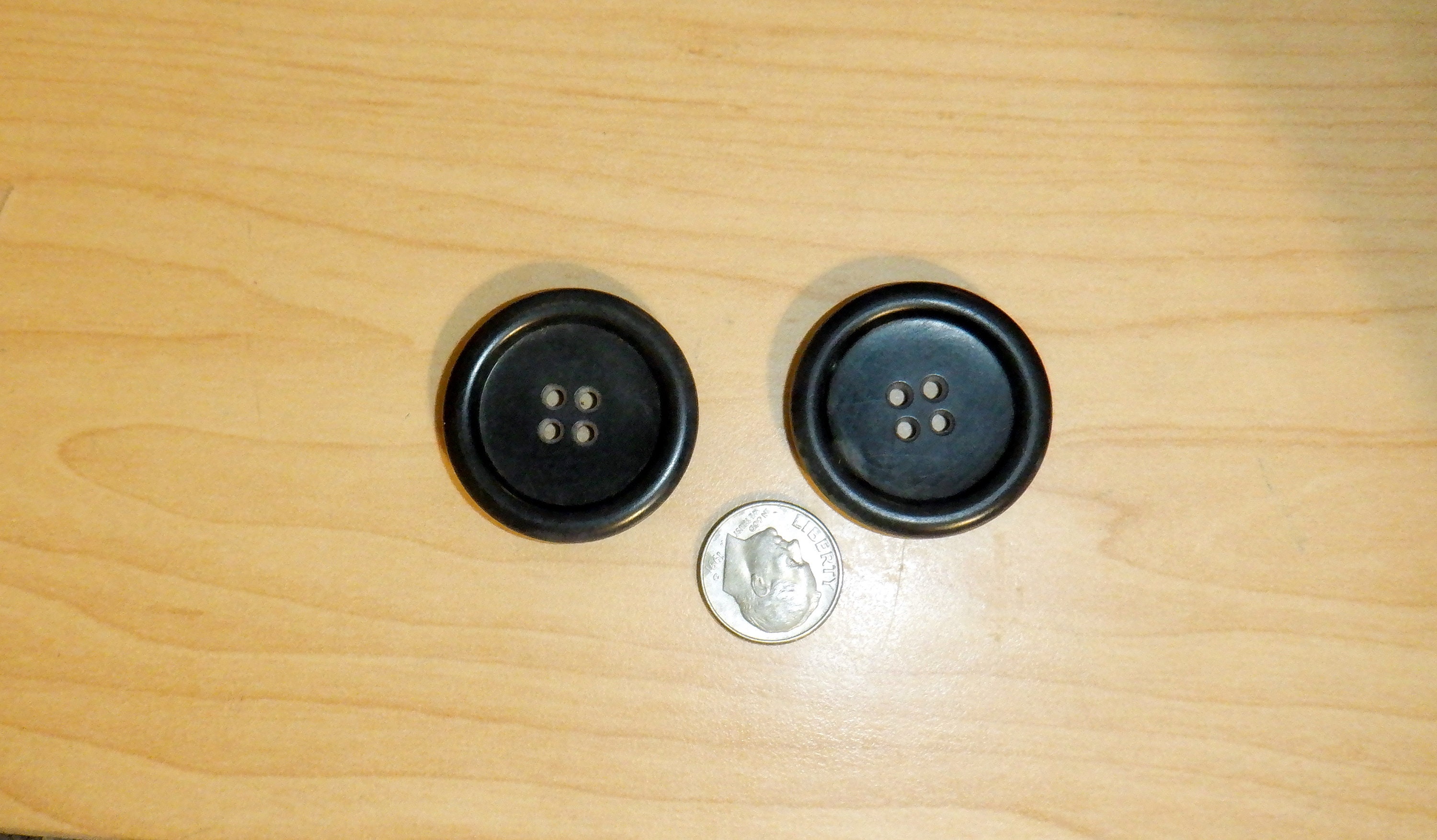 2 Large Black Buttons 4-hole Buttons 32mm X 5 Mm Vintage - Etsy UK