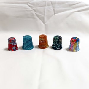 Set of 5 Thimbles, Collectable Thimbles, Metal, Floral, Quilter ...